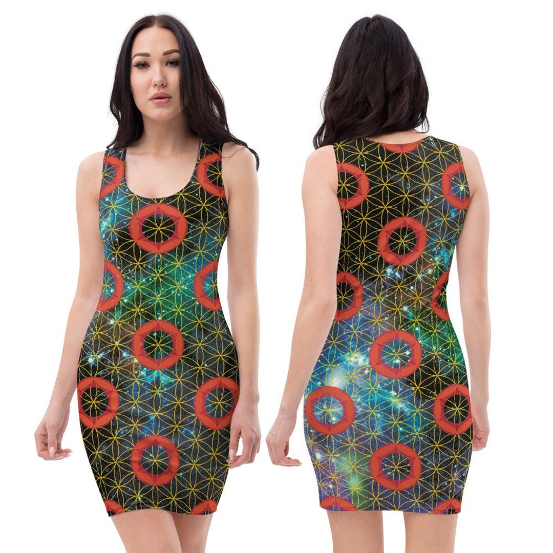 Fishman Flower of Life Donuts Fitted Tank Dress - Etsy