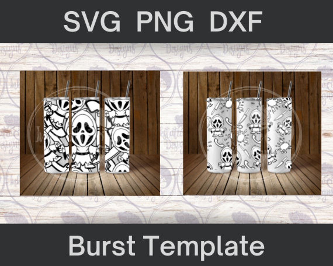 Scream Burst Template, DIY Burst Tumbler, Seamless Design, Horror ...