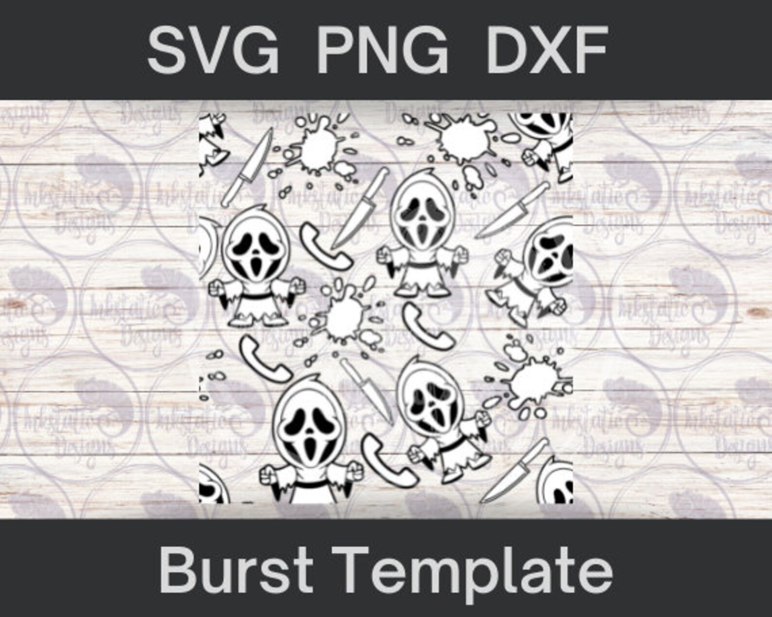Scream Burst Template, DIY Burst Tumbler, Seamless Design, Horror ...
