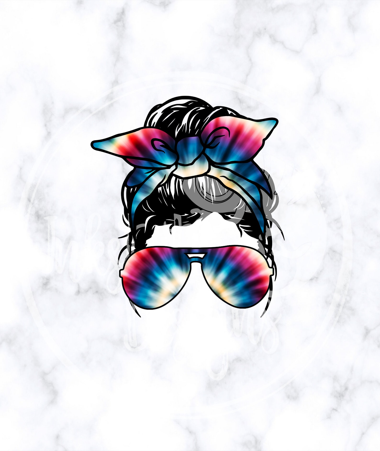 Mom Bun Tie Dye Bandana And Sunglasses Png Bundle Etsy