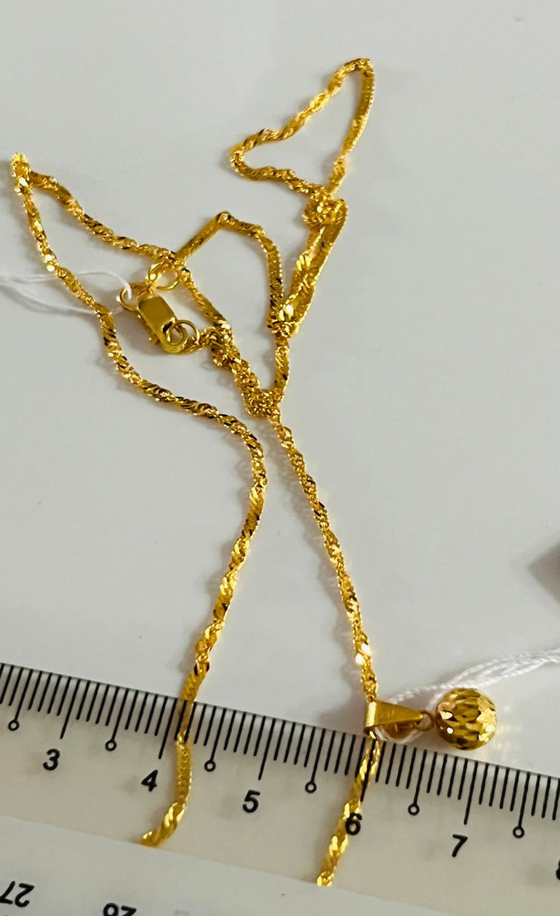 Solid Genuine 22k Small Ball Pendant & Twist Chain Necklace Set , 916 ...