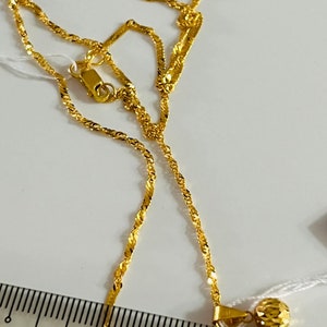 Solid Genuine 22k Small Ball Pendant & Twist Chain Necklace Set , 916 ...