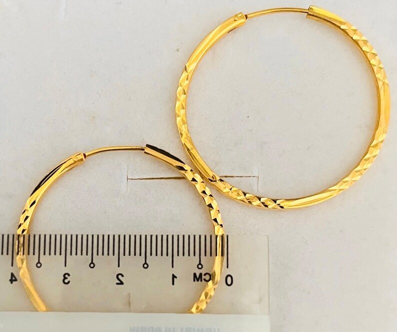 40mm Bali Loop Earrings 916 Gold - Etsy