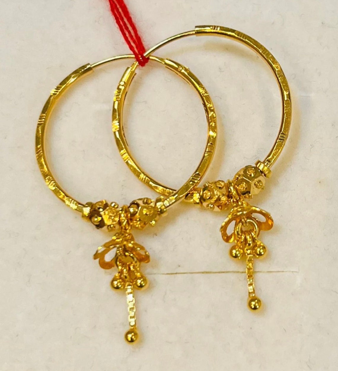 916 Gold 22k Dangling Jimiki Styles Bali Rajkot Earrings - Etsy
