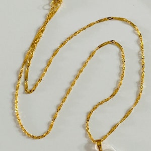 Solid Genuine 22k Small Ball Pendant & Twist Chain Necklace Set , 916 ...