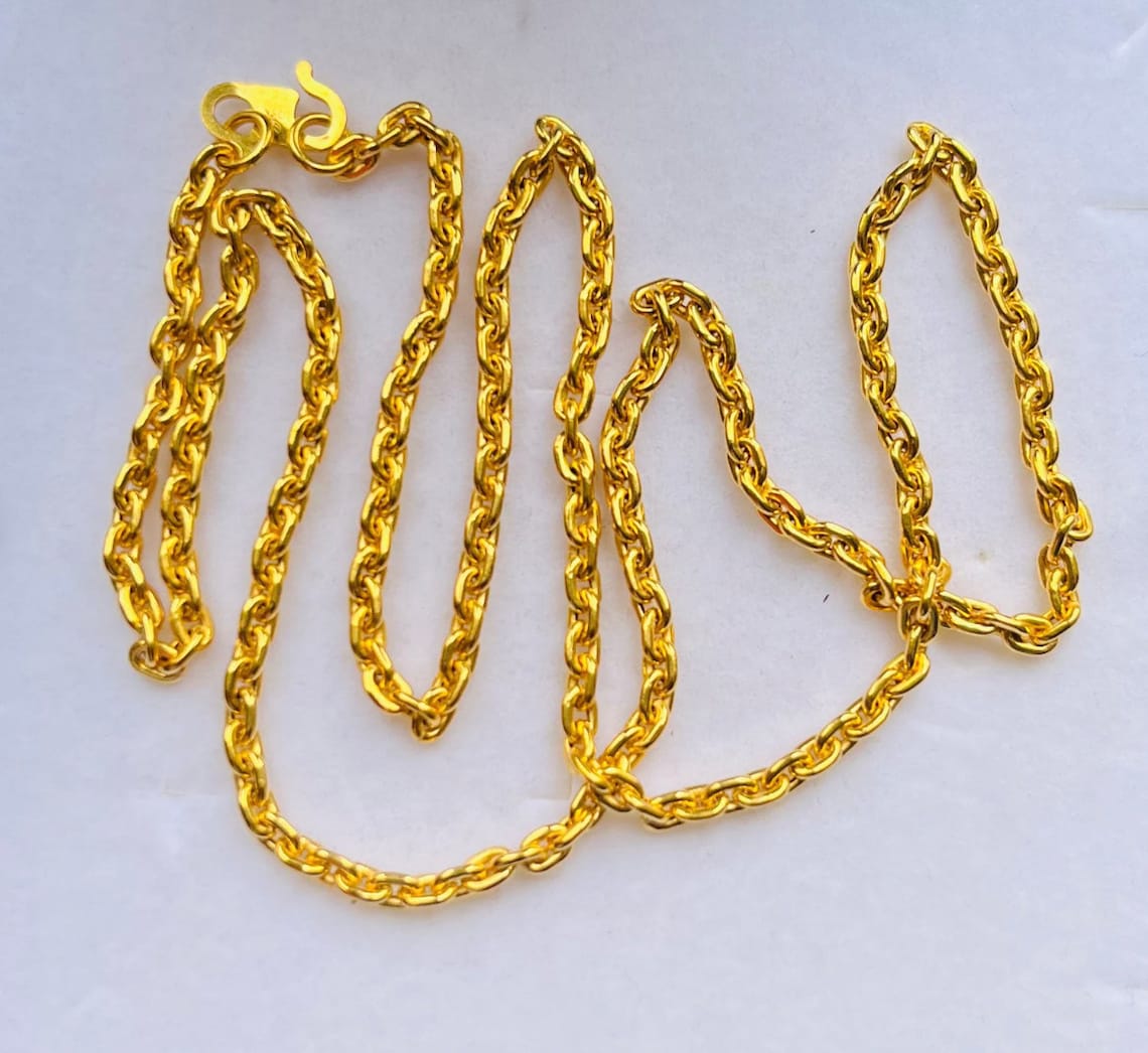 Solid 22k Gold Cable Chain Necklace, 916 Gold by Mbrilliance - Etsy