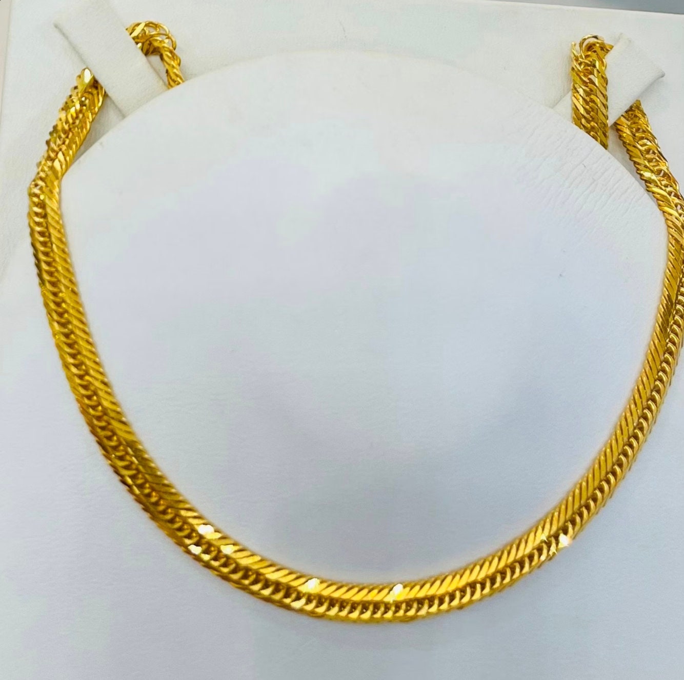 Solid 22k Gold Flat Cowboy Chain Necklace, 916 Yellow Gold - Etsy
