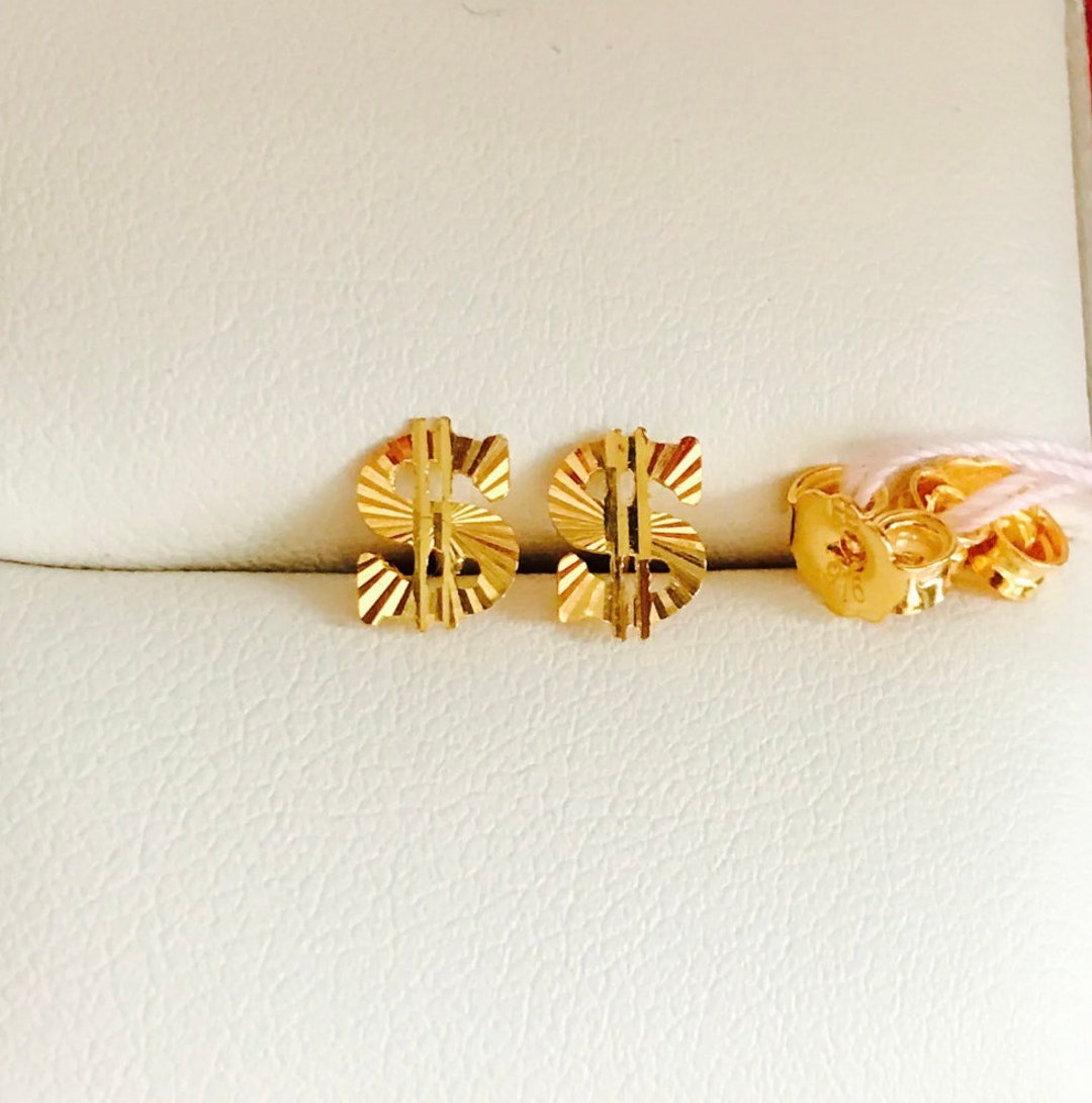 Wealth Dollar Sign Earstuds 916 Gold - Etsy