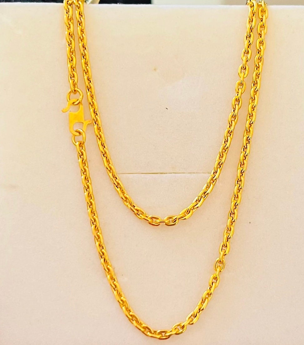 Solid 22k Gold Cable Chain Necklace, 916 Gold by Mbrilliance - Etsy