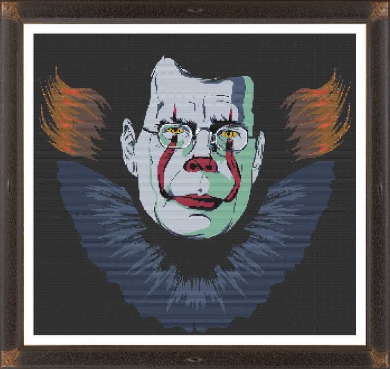 Stephen King Pennywise Cross Stitch Pattern, Pennywise Cross Stitch ...