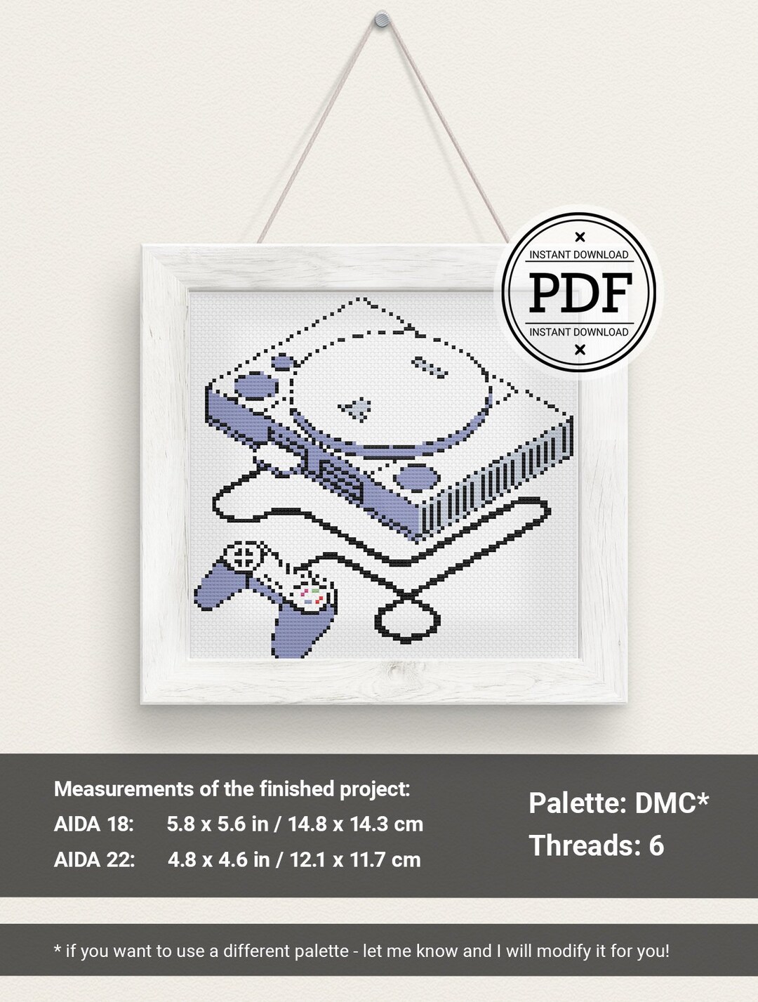 Playstation Cross Stitch Pattern, PS1 Cross Stitch, Sony Playstation ...