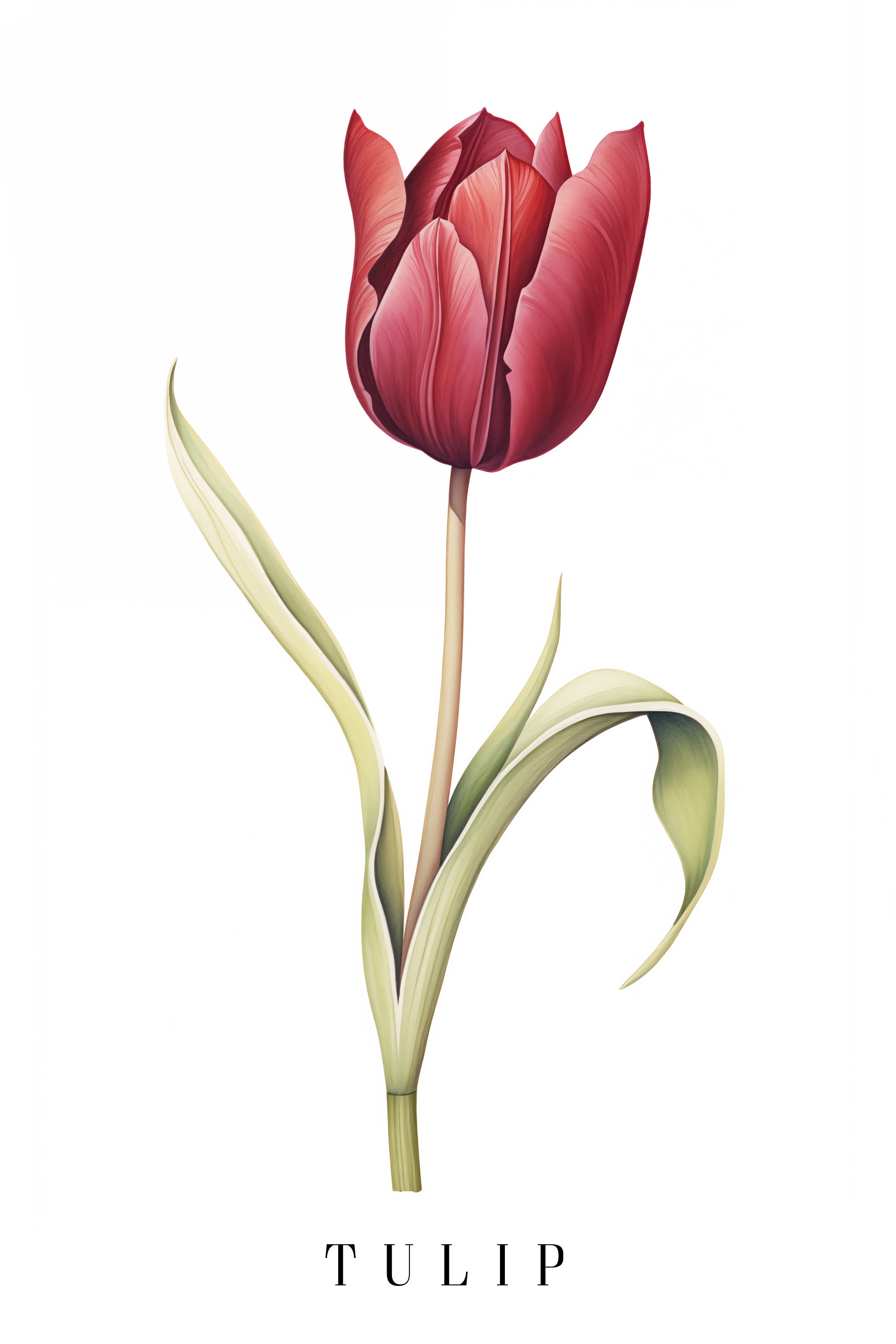 Tulip Flower, Printable Watercolor Art, Digital Products, Floral Wall ...