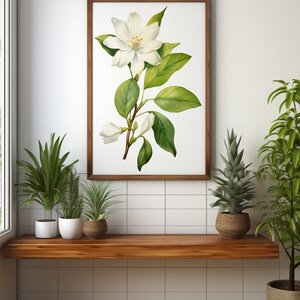 Jasmine Flower, Printable Watercolor Art, Digital Products, Floral Wall ...