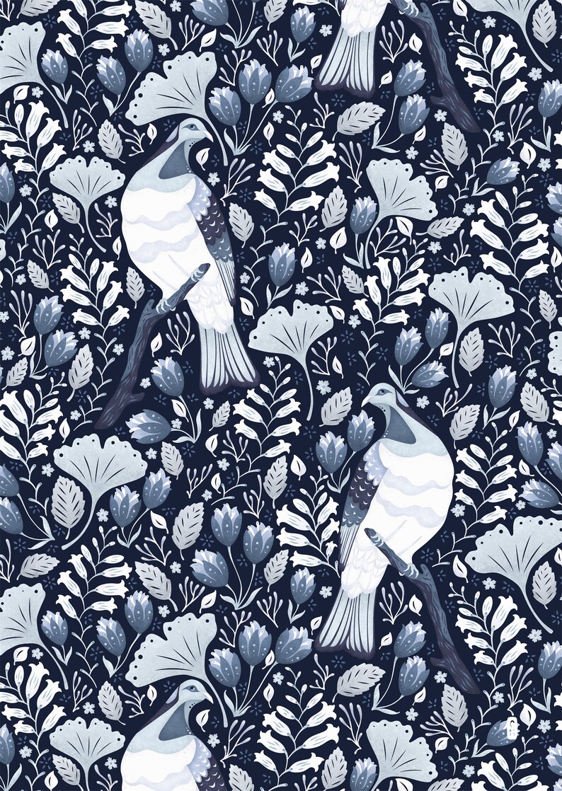 Kereru Art Print, 5 Colourways, Large Art Print, Floral Design, Pigeon ...