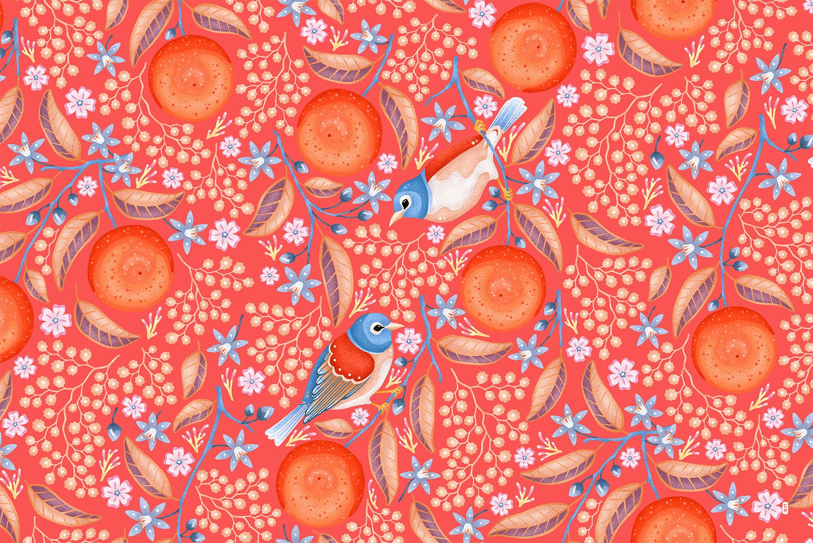 Waxeyes Art Print 4 Colorways Fruit Pattern Botanical Print - Etsy