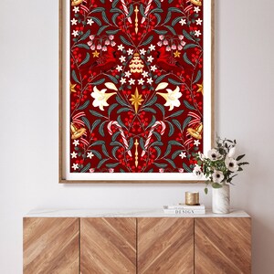 Christmas Day Art Print, Cardinals, Christmas Ornaments, Botanical ...
