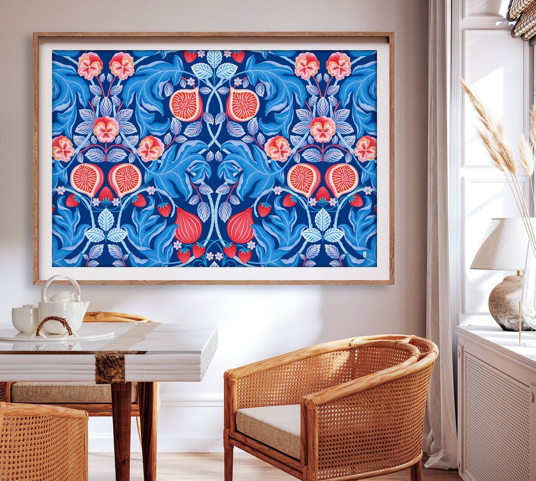 Figs & Strawberries, 6 Colorways, Fine Art Print, Botanical Painting ...