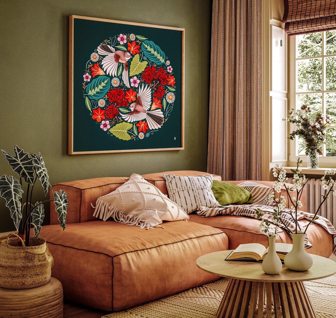 Chirpy Fantails, Fine Art Print, New Zealand Flowers & Bird - Etsy