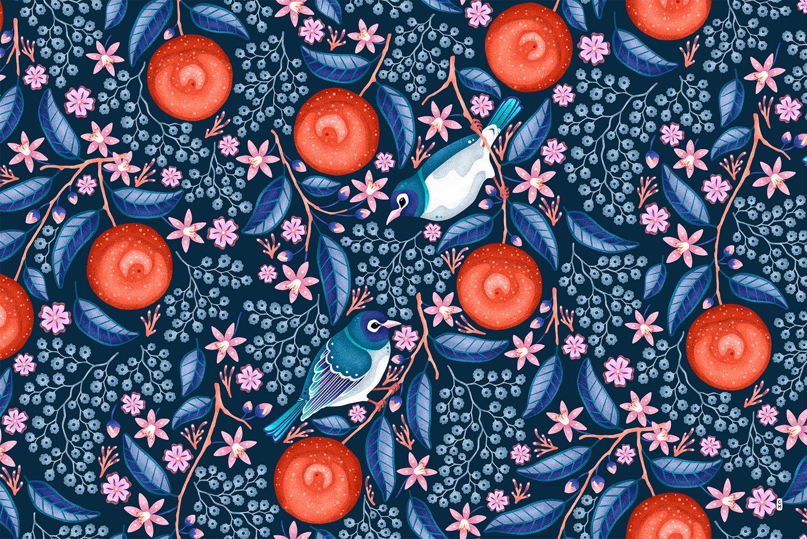 Waxeyes Art Print 4 Colorways Fruit Pattern Botanical Print - Etsy