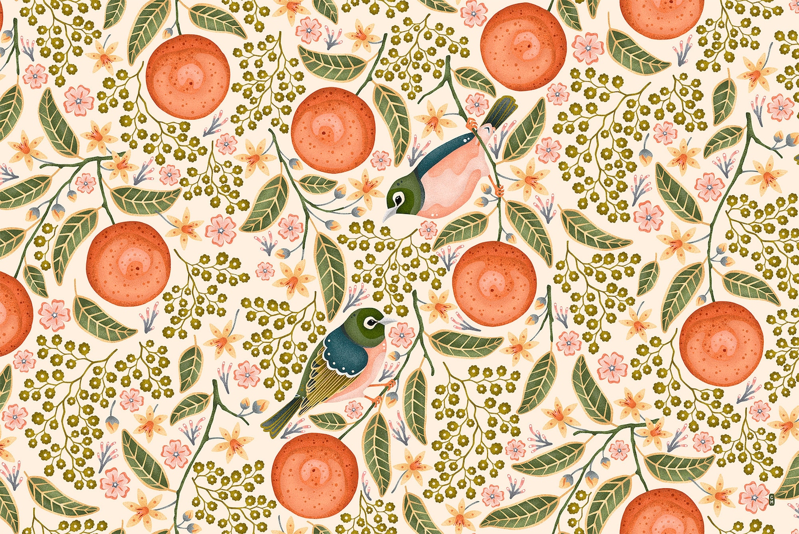 Waxeyes Art Print 4 Colorways Fruit Pattern Botanical Print - Etsy