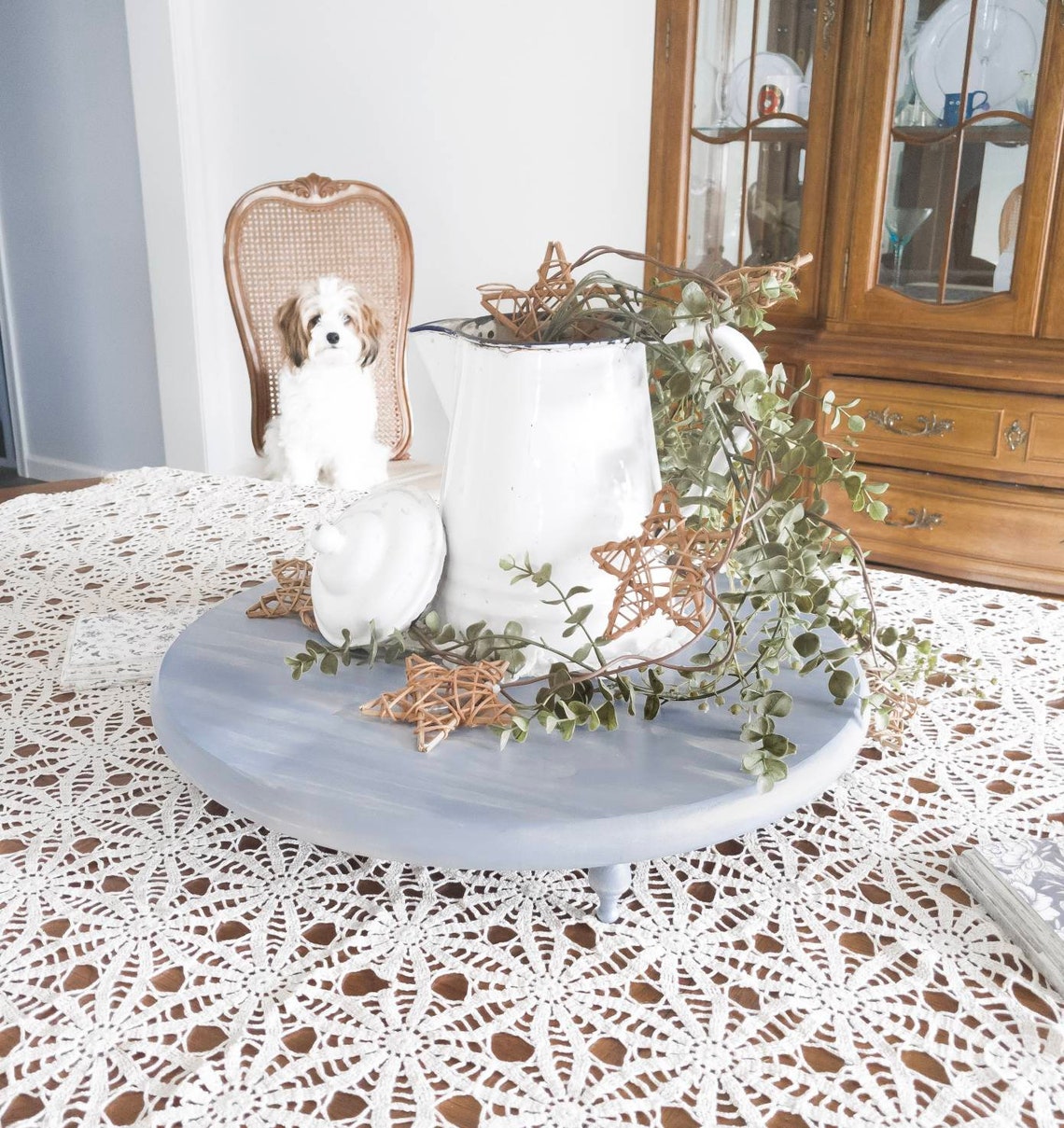 Round 18 Farmhouse Wood Stand Riser Dusty Blue - Etsy