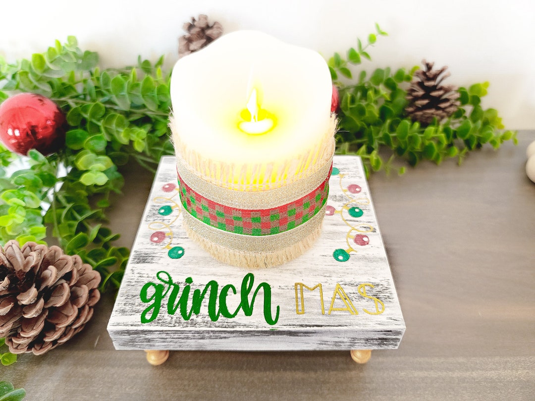 LED Candle and Riser Set, Merry Grinch Mas Christmas Candle Riser ...