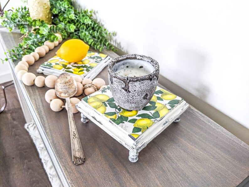 Lemon Print Candle Riser | Etsy