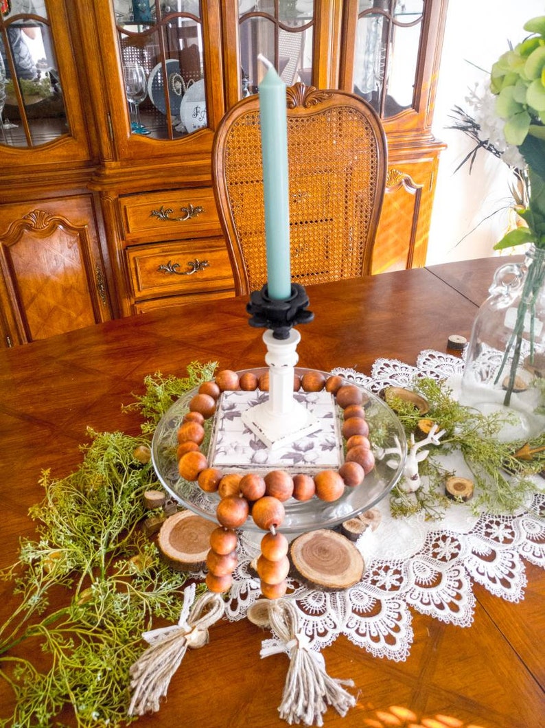 Wooden Candle Riser With Cotton Print | Etsy