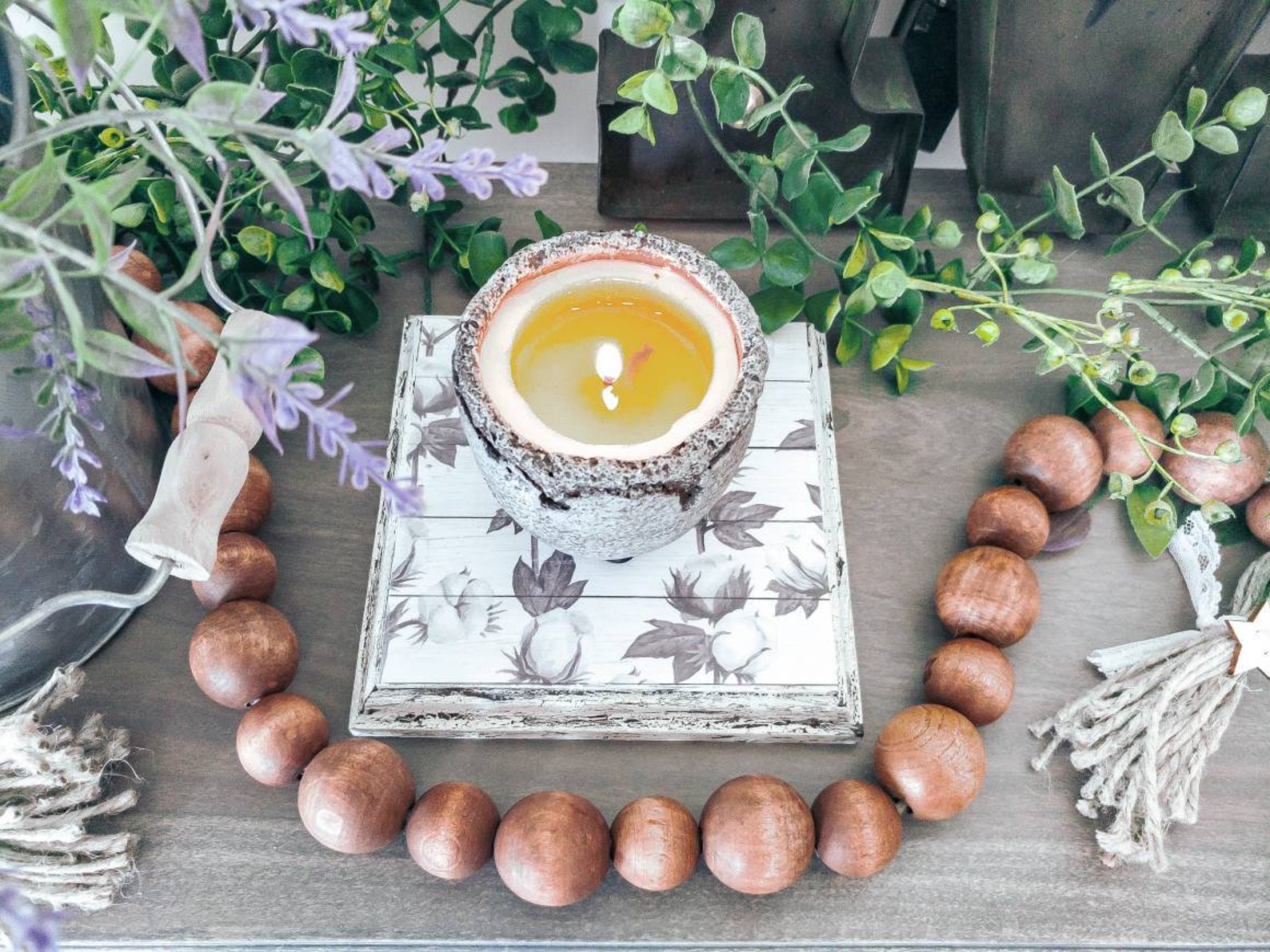 Wooden Candle Riser With Cotton Print - Etsy