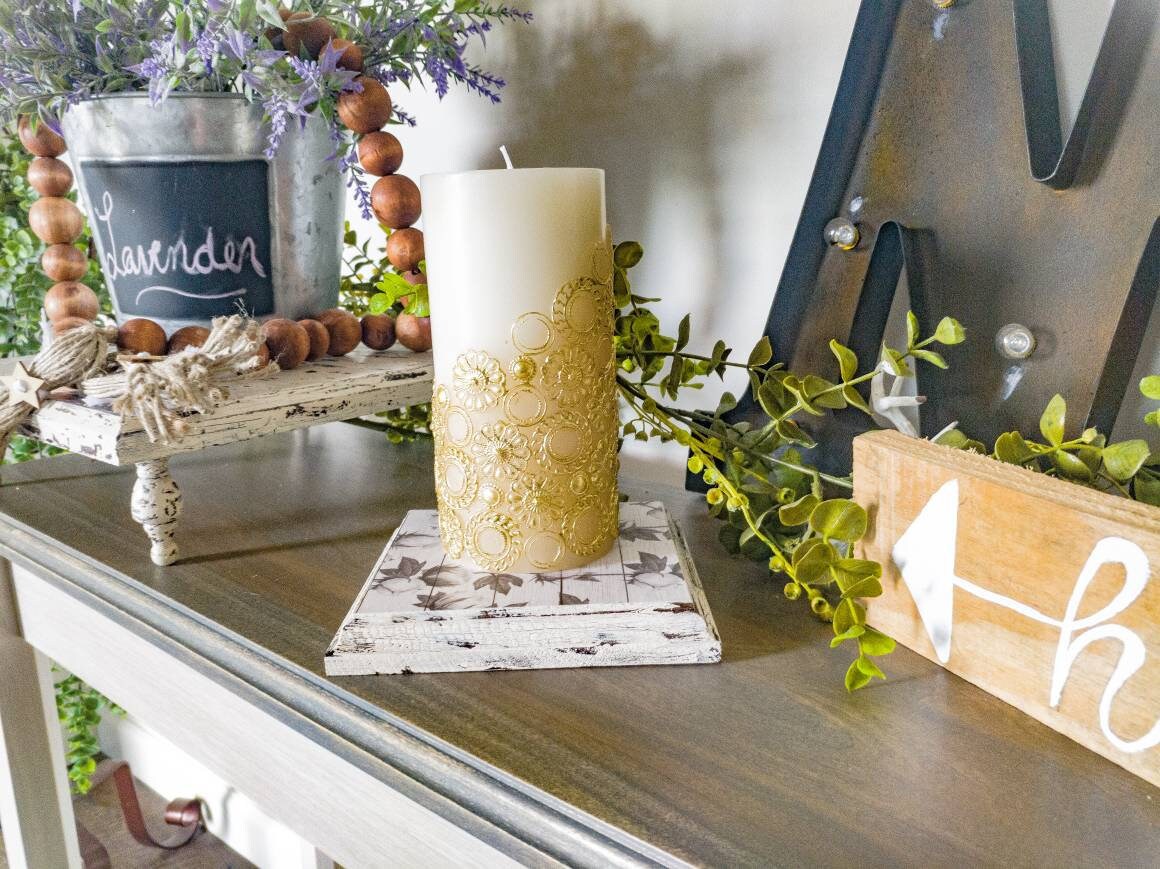 Wooden Candle Riser With Cotton Print | Etsy