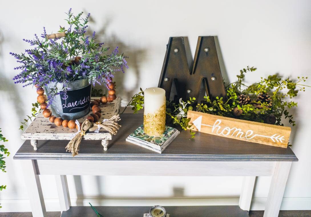Wooden Candle Riser With Green Leaf Print - Etsy