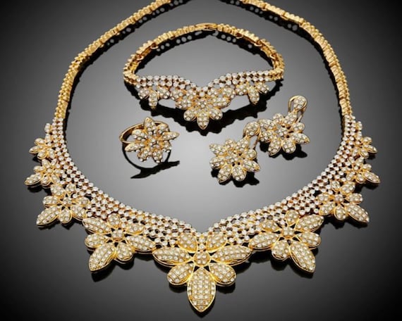 African Gold Plated & Classic Silver Color Crystal Jewelry | Etsy