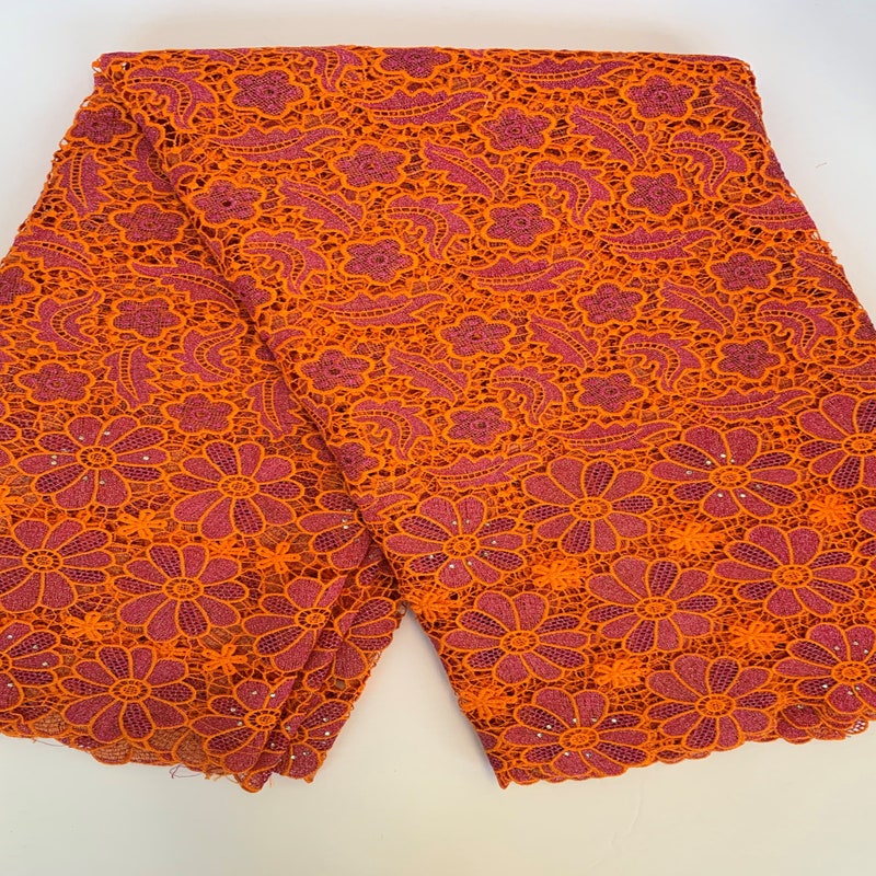 Orange Lace Fabric - Etsy UK