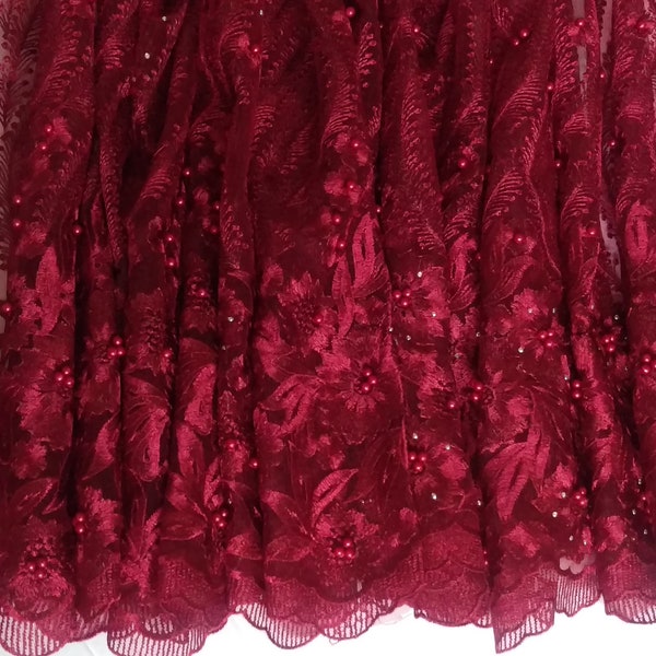 Red Lace Fabric - Etsy