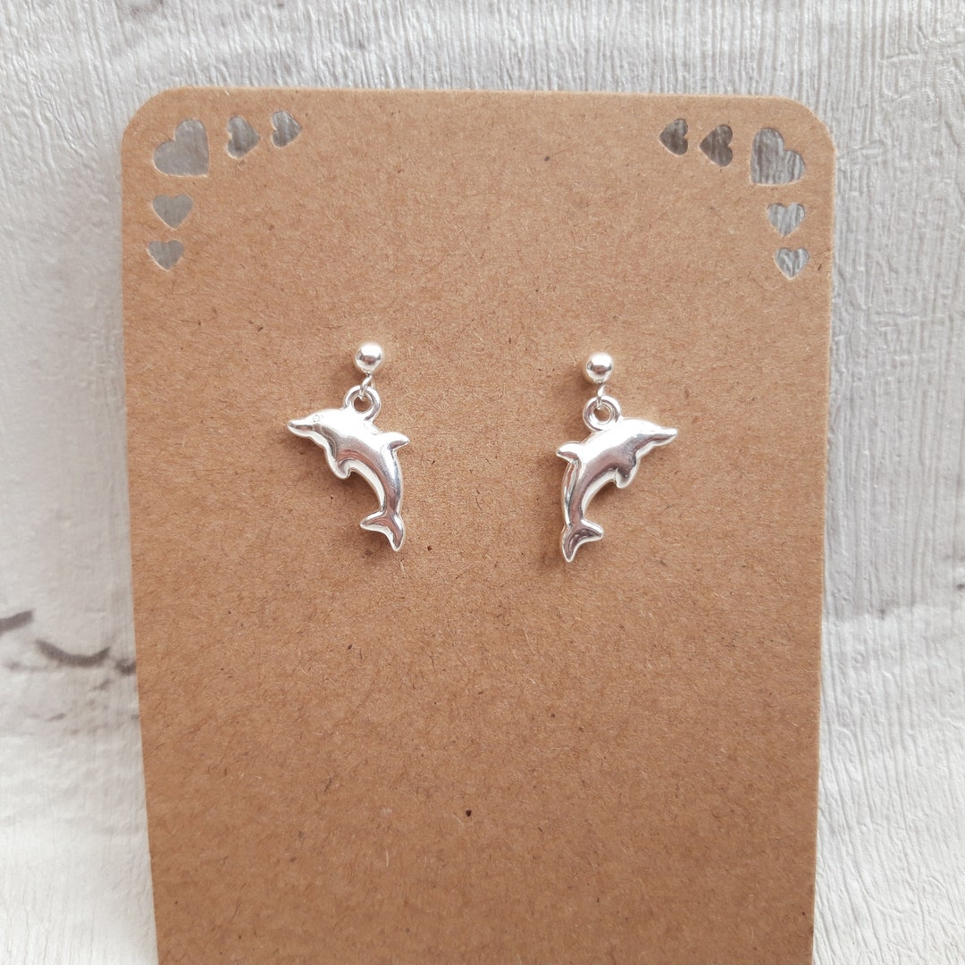 Sterling silver dolphin earrings, dolphin gift, ocean lover gift, diver ...