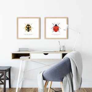Checker Spot Ladybug, Ladybird, Lady Beetle Print | Living Room, Dining ...