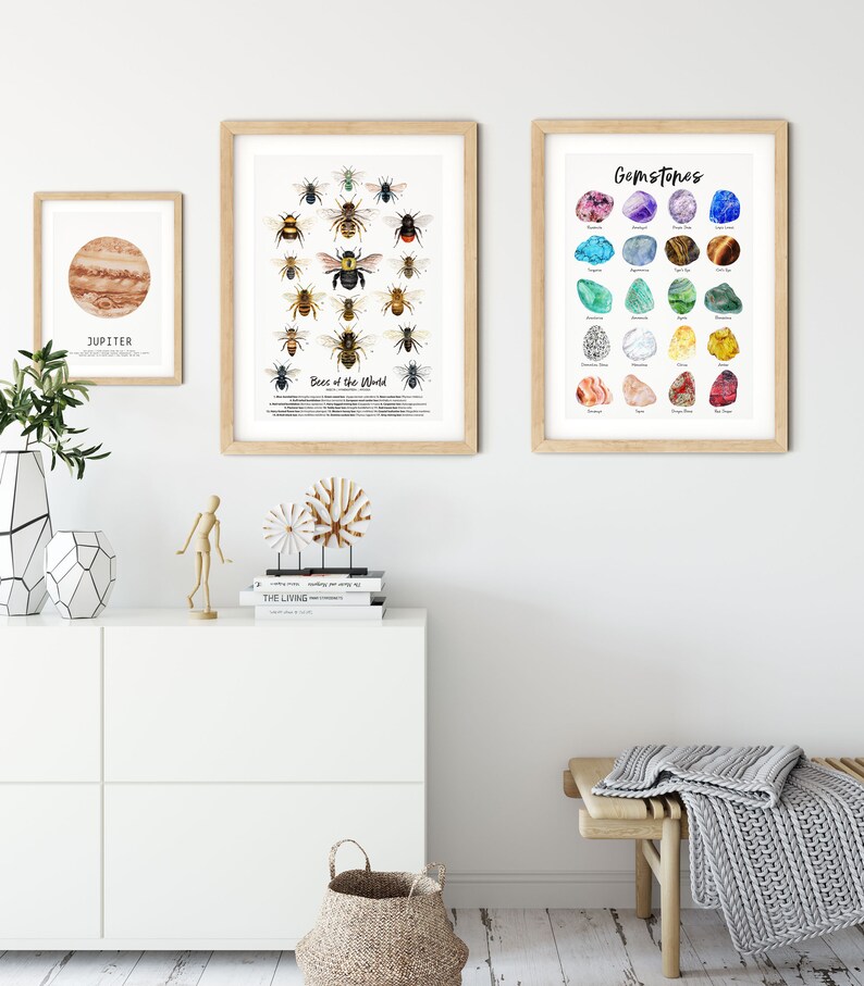 Solar System Set of 3 Hand Painted Art Prints Nursery Wall - Etsy