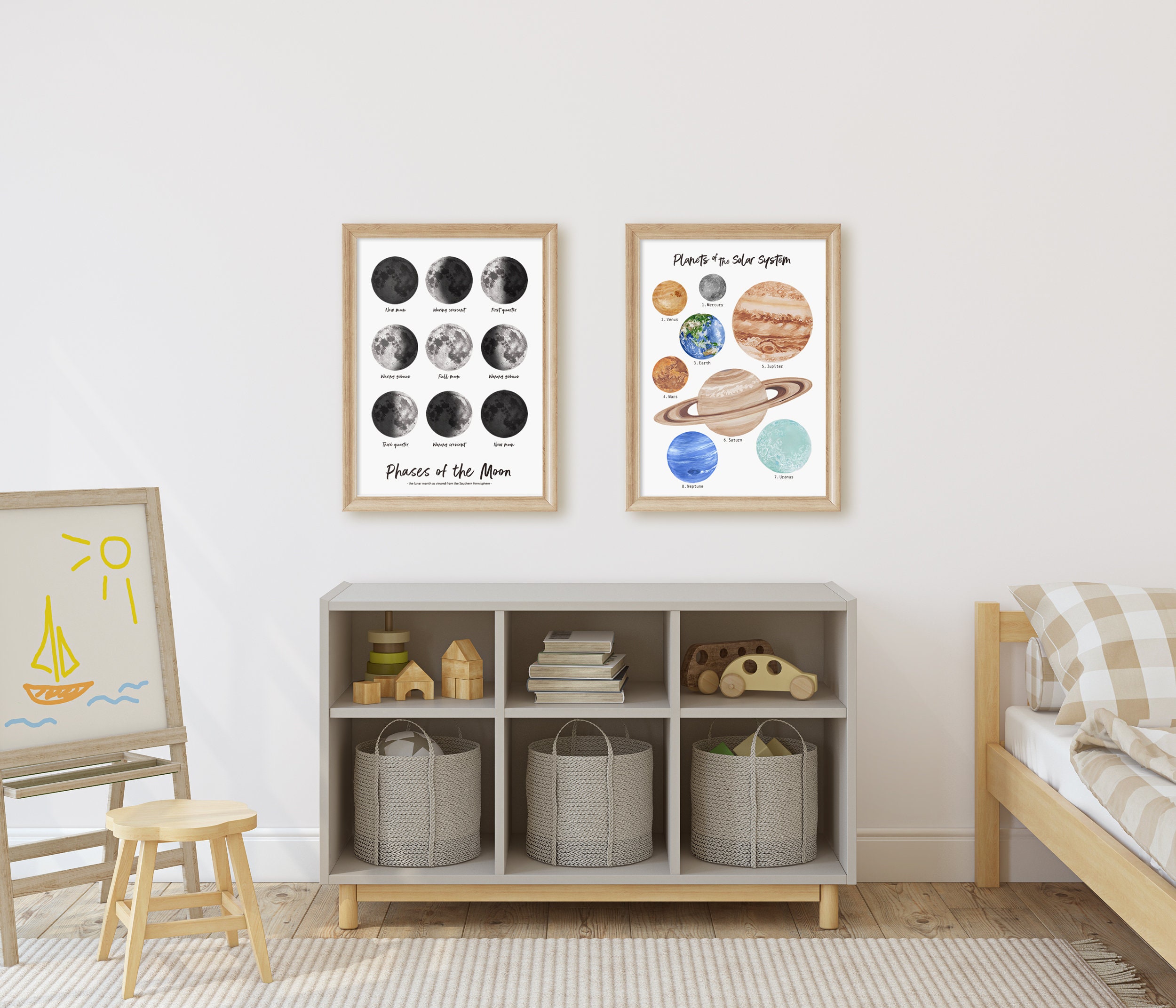 Phases of the Moon Artwork | Astronomy Nature Guide | Montessori Solar ...