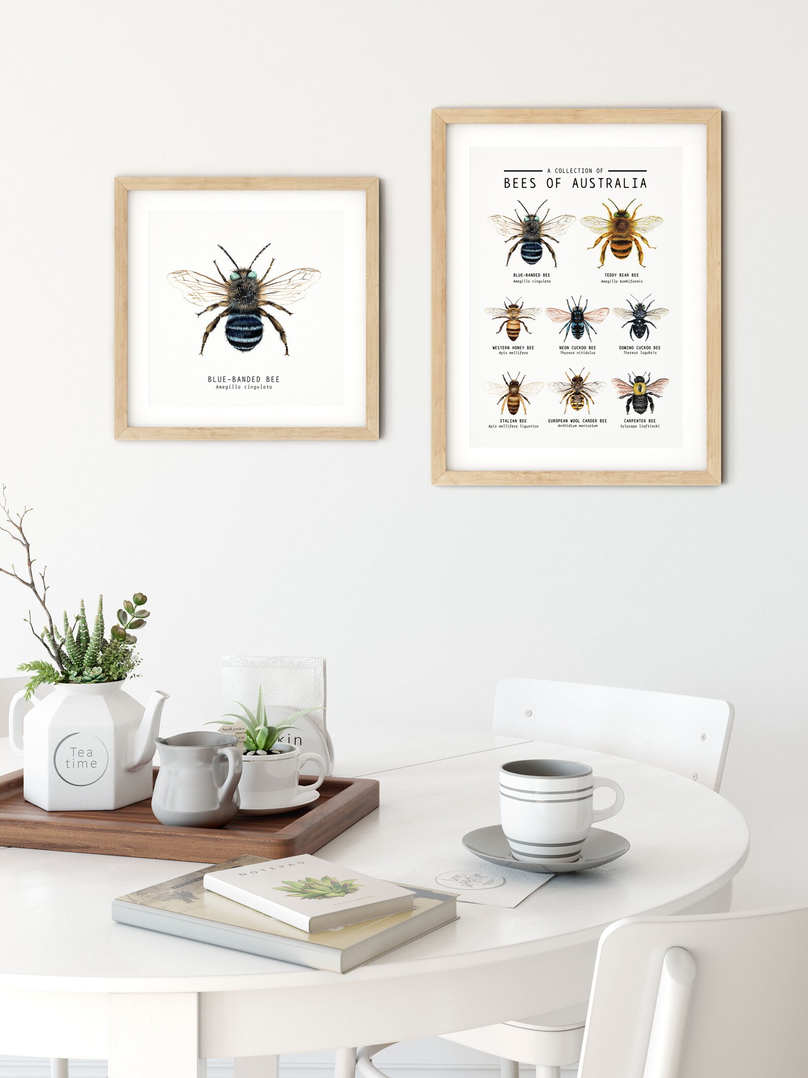 Blue Banded Bee Art Print | Bee Birthday Gift | Bees Wall Art ...
