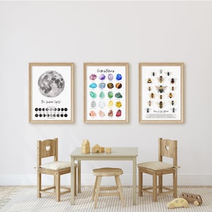 The Lunar Cycle Watercolor Art Print | Moon Astronomy Poster ...