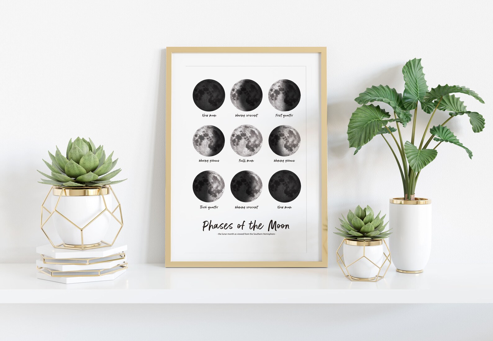 Phases of the Moon Artwork Astronomy Nature Guide - Etsy