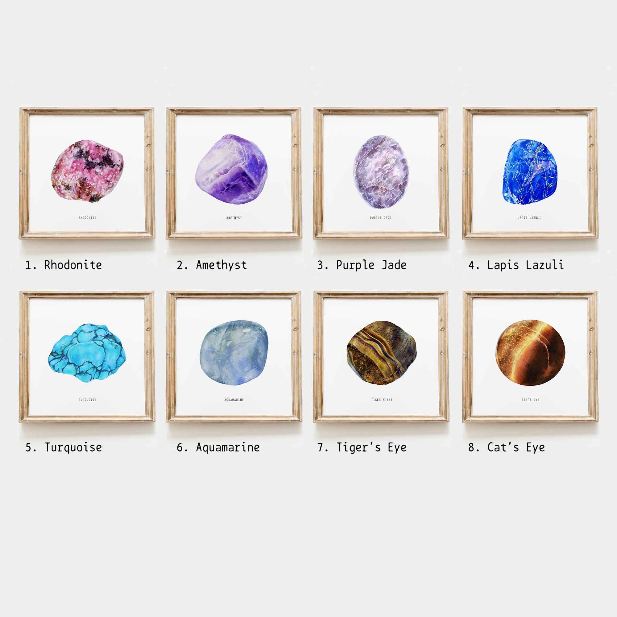 Rainbow of Hand Painted Polished Gemstones Set of 20 Art | Etsy