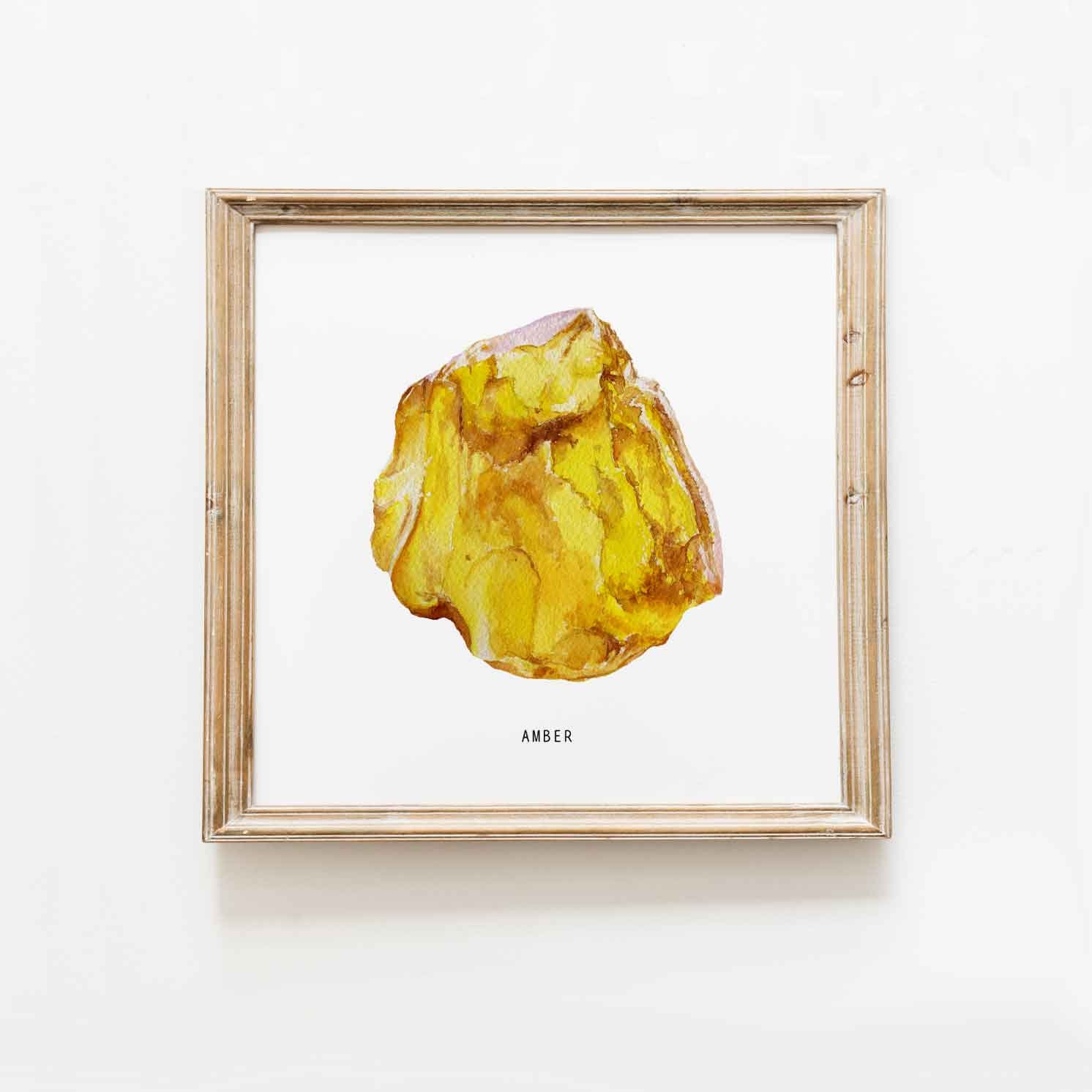 Stunning hand-painted Amber art print Watercolour wall art | Etsy