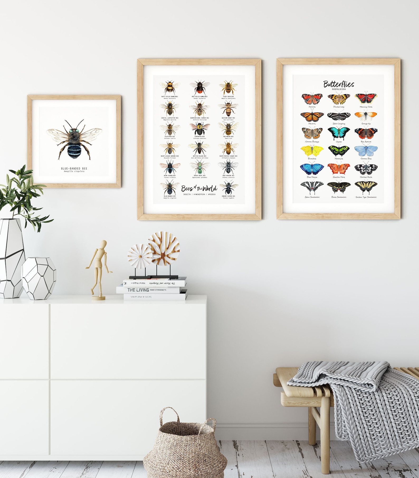 Blue Banded Bee Art Print | Bee Birthday Gift | Bees Wall Art ...
