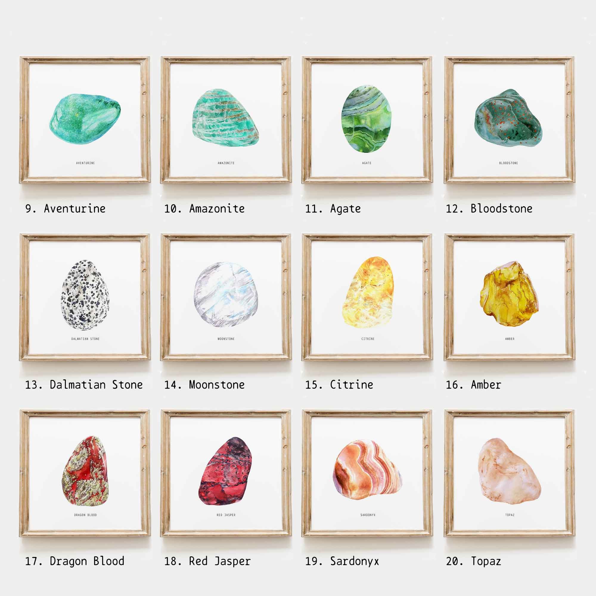 Rainbow of Hand Painted Polished Gemstones Set of 20 Art | Etsy