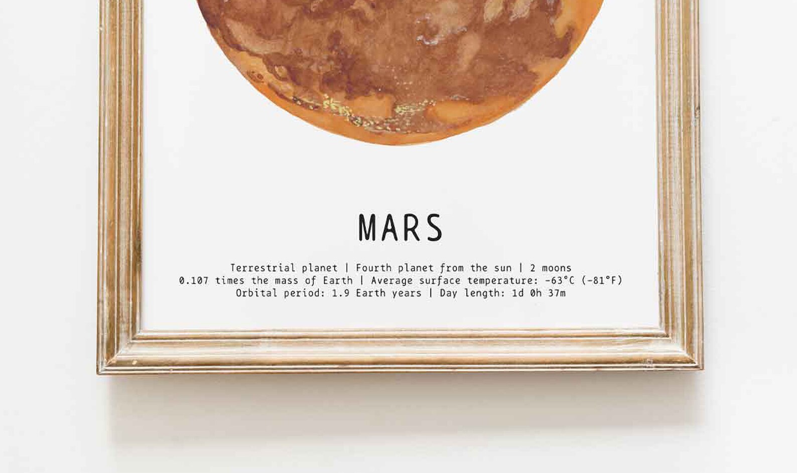 Hand Painted Planet Mars Art Print | Solar System Prints | Homeschool ...