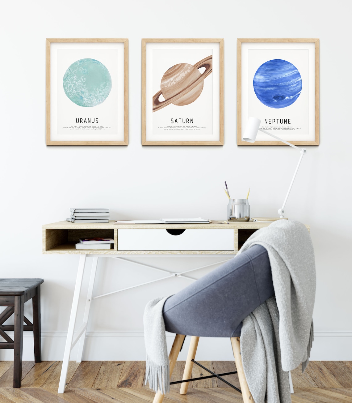 Hand painted planet Uranus art print Solar System prints | Etsy