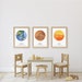 Solar System Set of 3 Hand Painted Art Prints Nursery Wall - Etsy