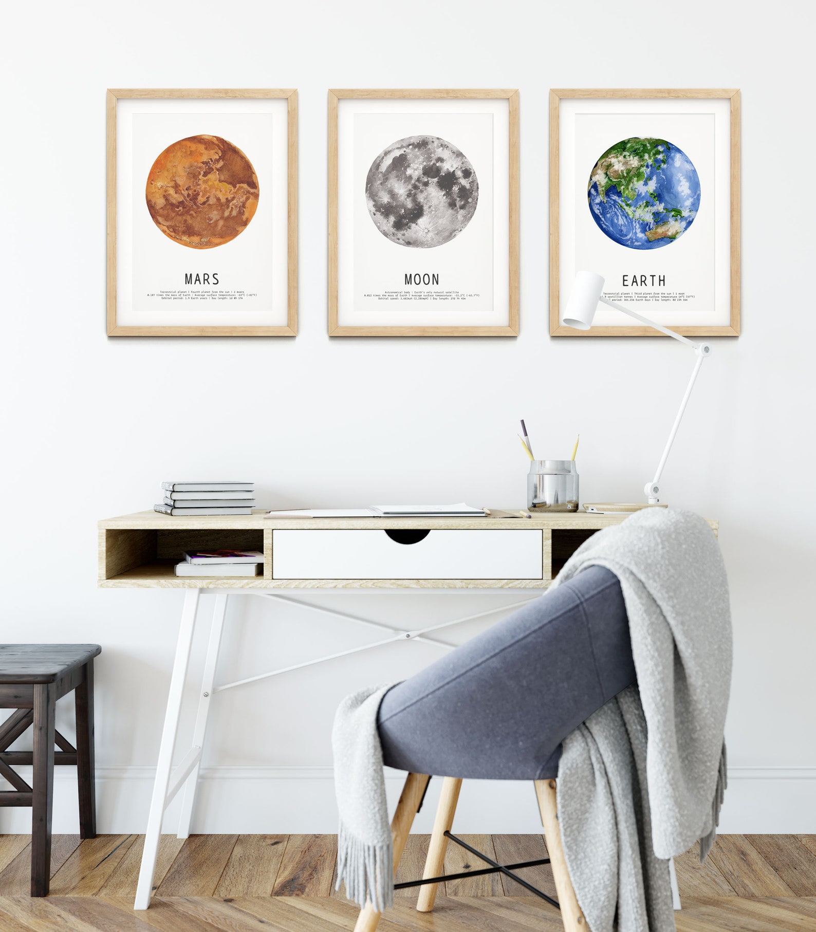 Hand Painted Planet Mars Art Print | Solar System Prints | Homeschool ...