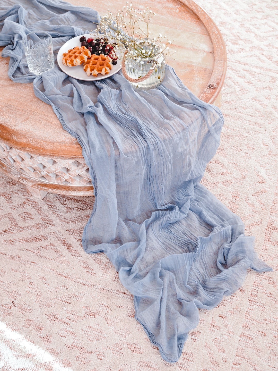 Dusty Blue Cheesecloth Table Runner - Etsy